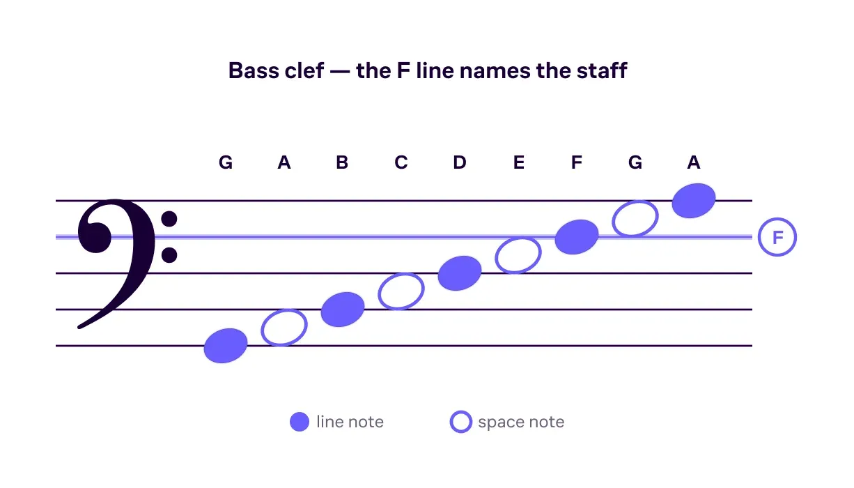 The bass clef, explained: notes, lines, and spaces | MuseScore.com