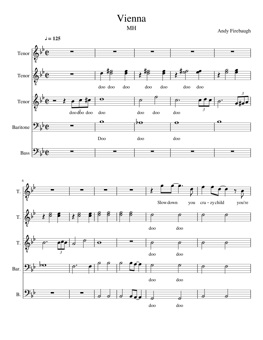 Vienna Sheet music for Tenor, Bass voice, Baritone (Choral) | Musescore.com
