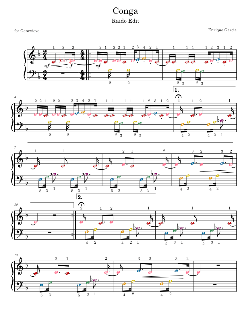 Conga – Gloria Estefan and The Miami Sound Machine 1985 Sheet Music for ...