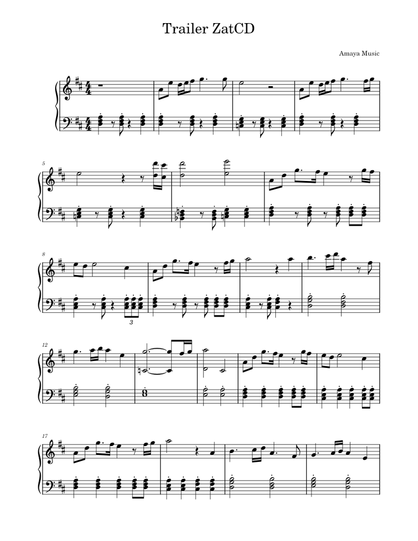 ZatCD (Zoe and the Cursed Dreamer) Trailer Rescore - AmayaMusic Sheet ...