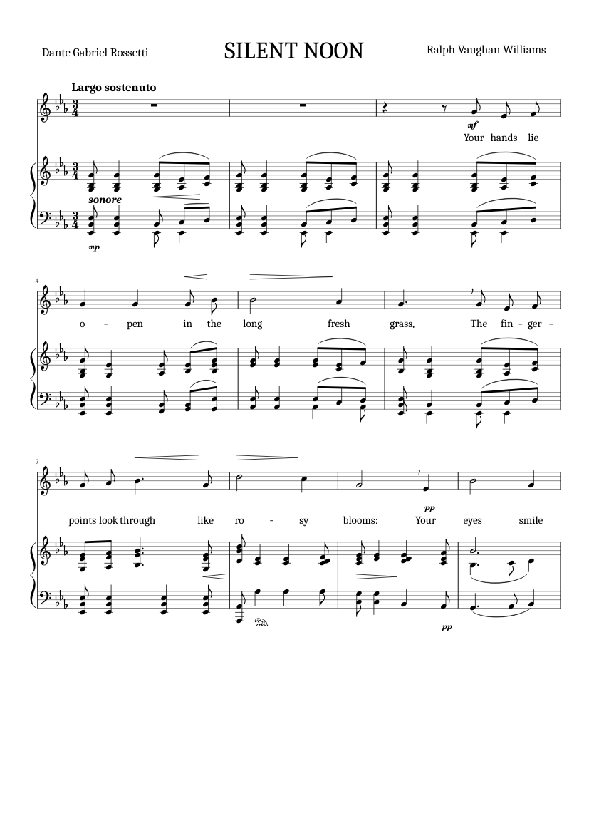 Silent Noon Sheet Music for Piano, Vocals (Piano-Voice) | MuseScore.com