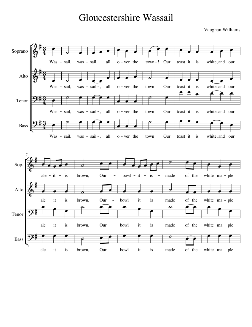 Gloucestershire Wassail Sheet music for Piano (Mixed Quartet) | Musescore.com