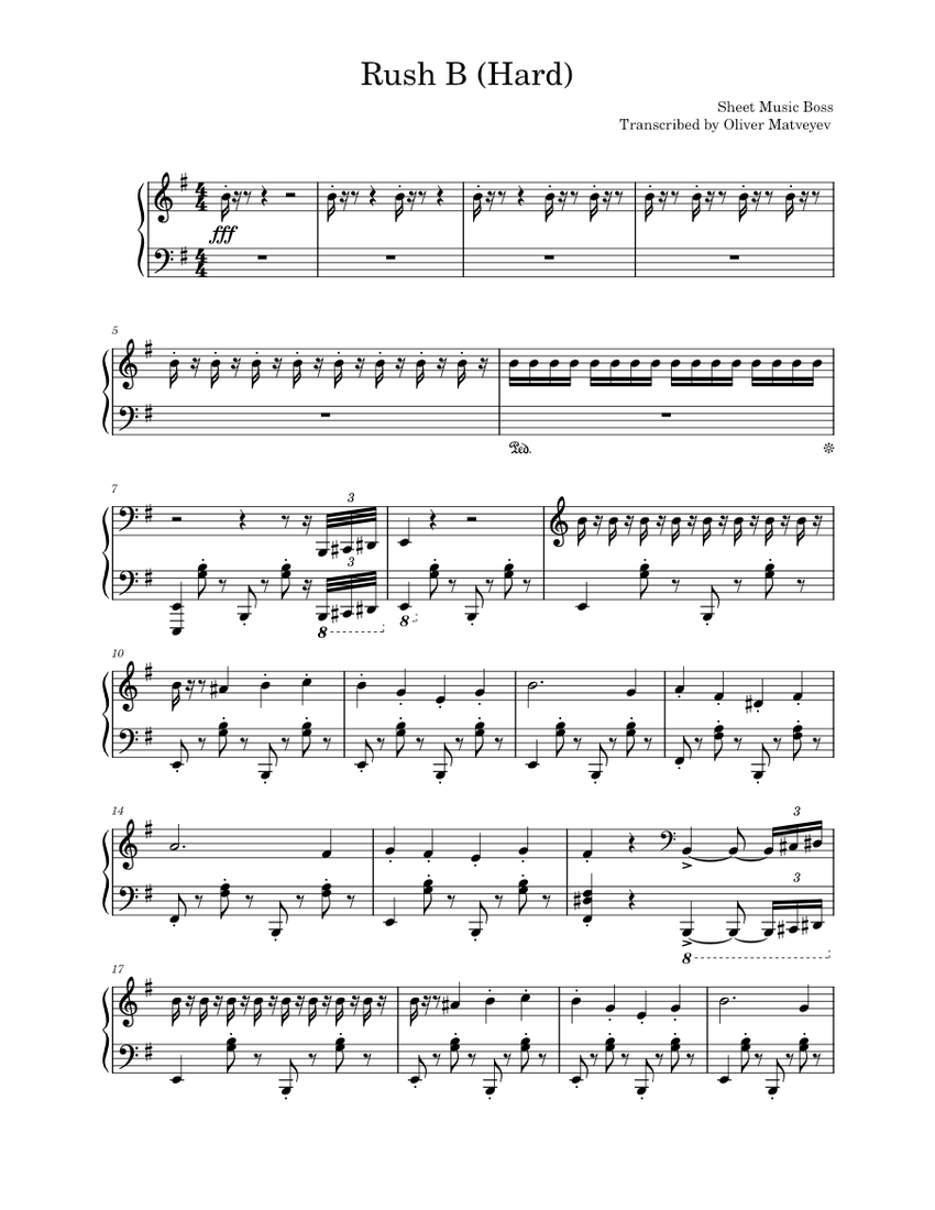 Rush B – Sheet Music Boss Rush B Sheet music for Piano (Solo ...