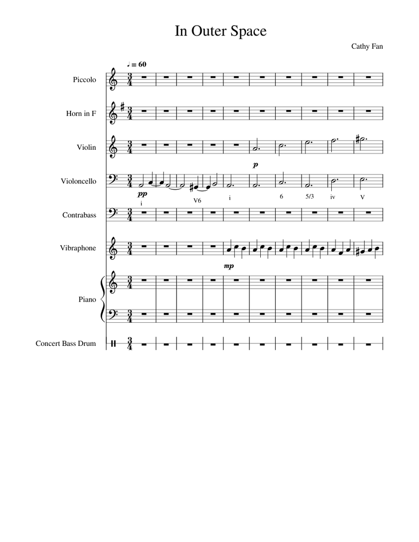 In Outer Space Sheet music for Piano, Flute piccolo, French horn ...