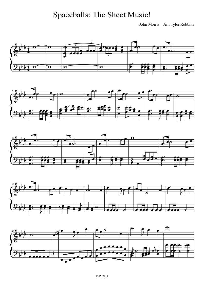 Spaceballs: The Sheet Music! Sheet Music for Piano (Solo) | MuseScore.com