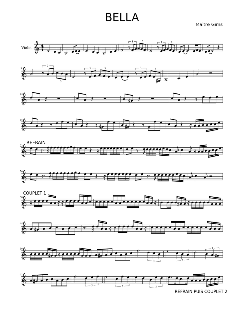 BELLA Sheet music for Violin (Solo) | Musescore.com
