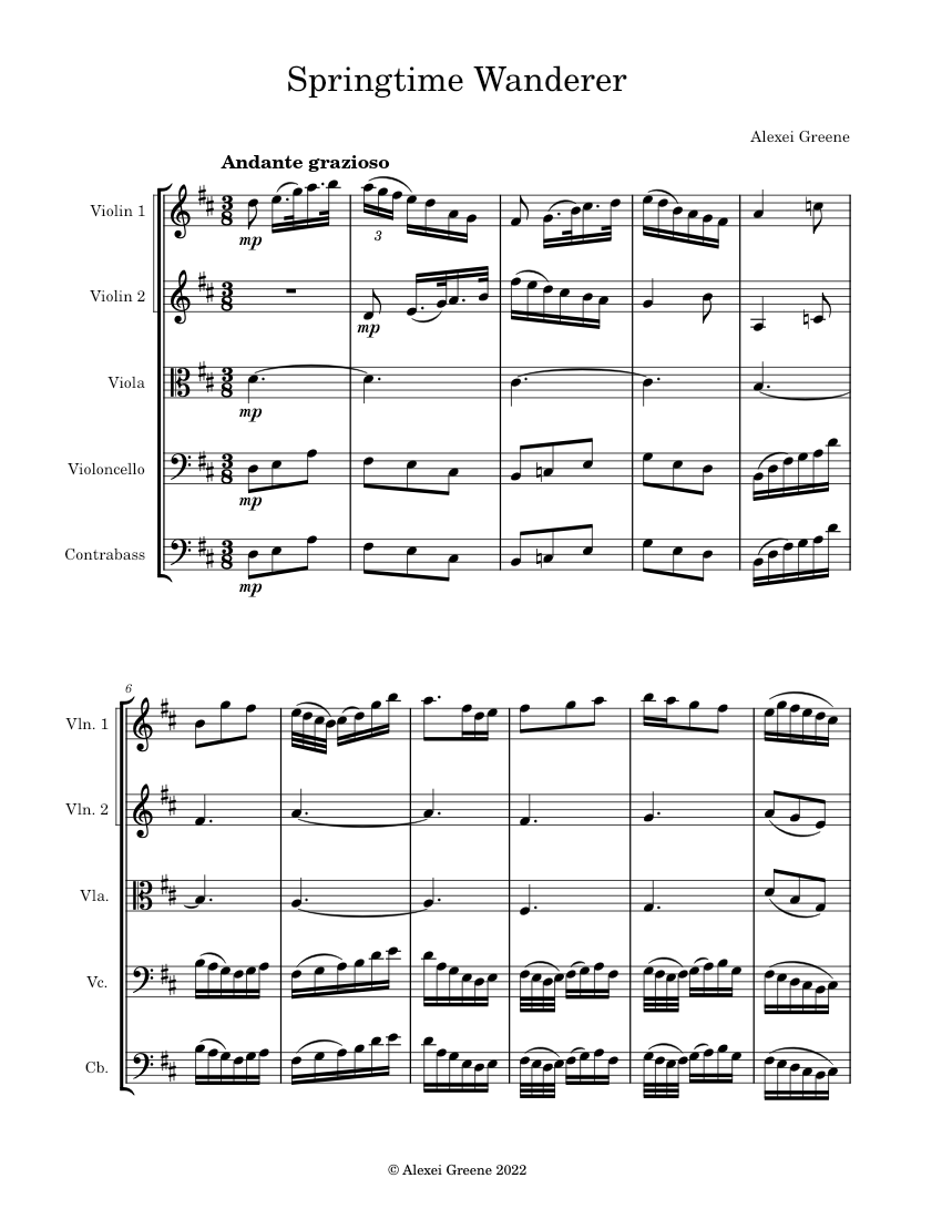 Springtime Wanderer Sheet music for Strings group (String Ensemble) | Musescore.com