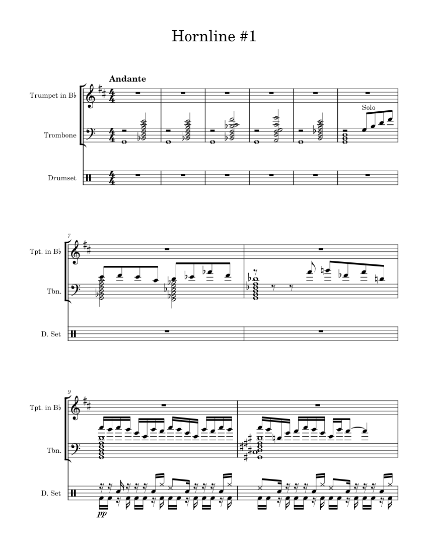 Hornline #1 Sheet music for Trombone, Drum group, Trumpet other (Brass ...