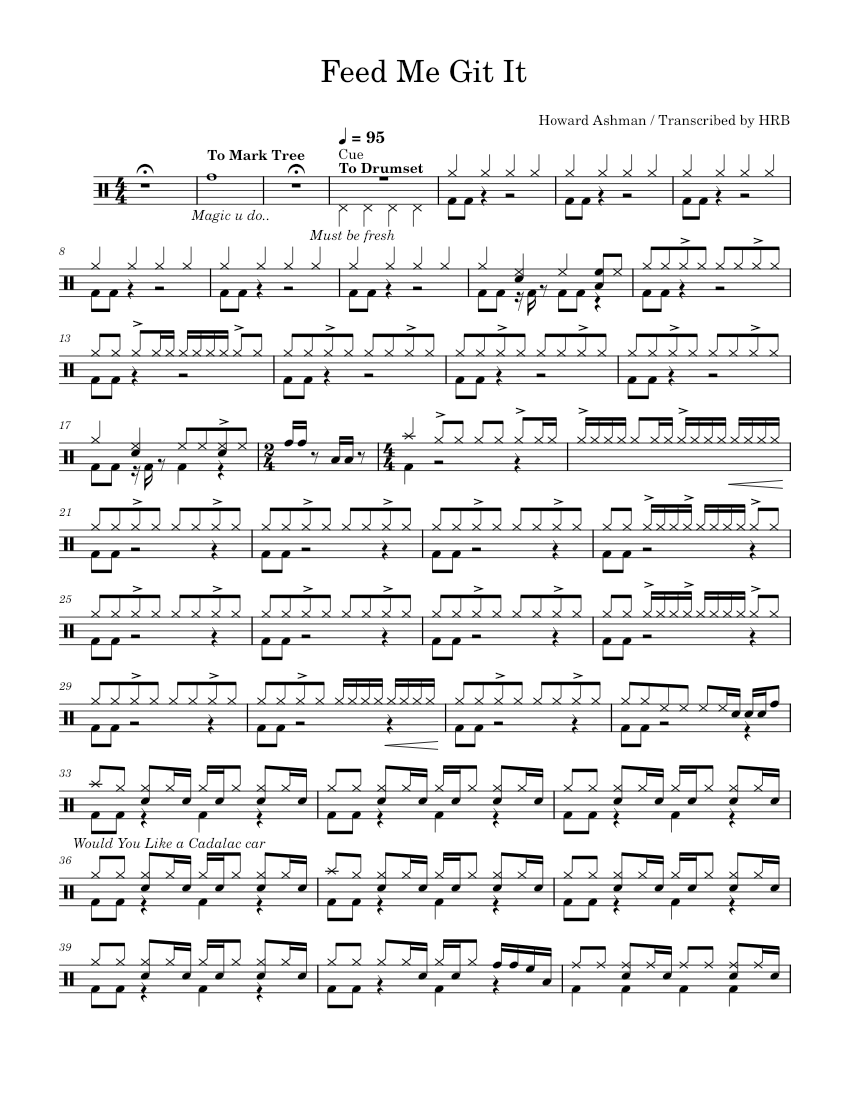 Little shop of horrors - feed me git it – Misc Soundtrack Feed Me Git It - Drumset Transcription ...