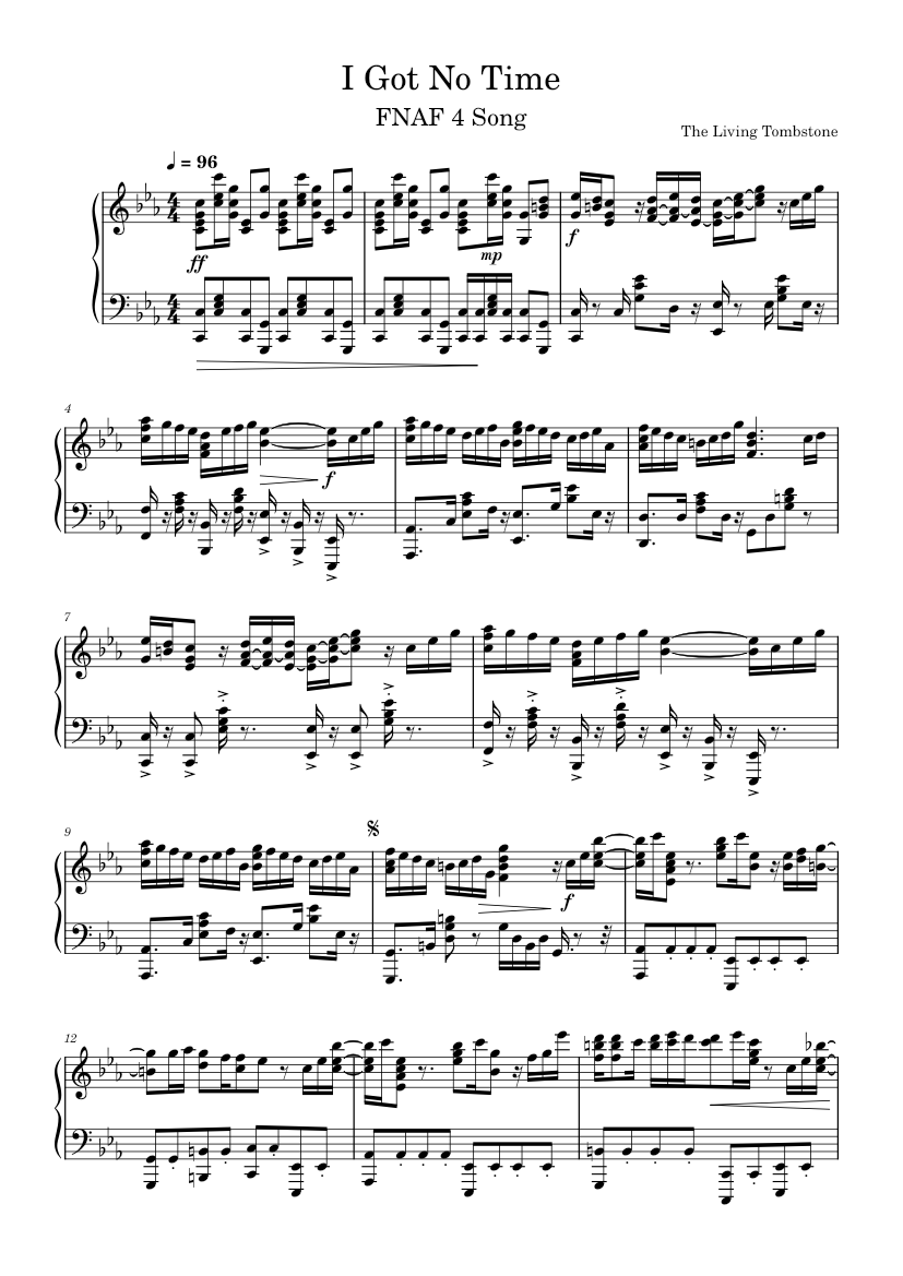 I got no time – The Living Tombstone I Got No Time Sheet Music for ...