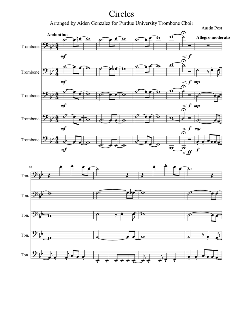 Post Malone - Circles: Trombone Quintet Sheet music for Trombone (Brass ...
