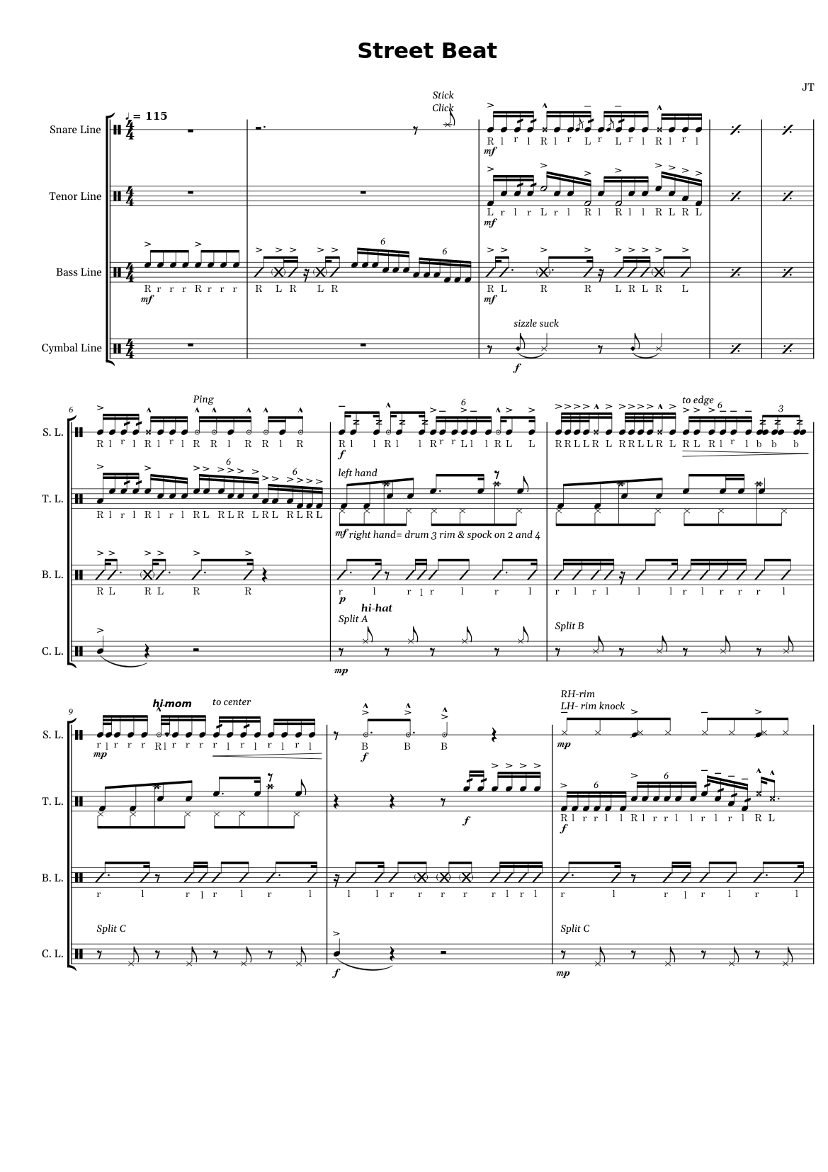 Street_Beat Sheet music for Snare drum, Crash, Tenor drum, Bass drum ...