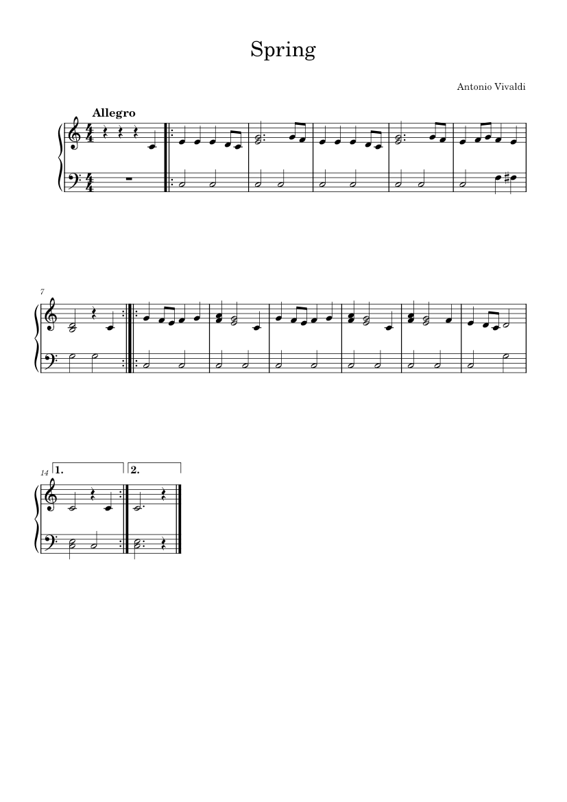 Spring Sheet Music for Piano (Solo) Easy | MuseScore.com