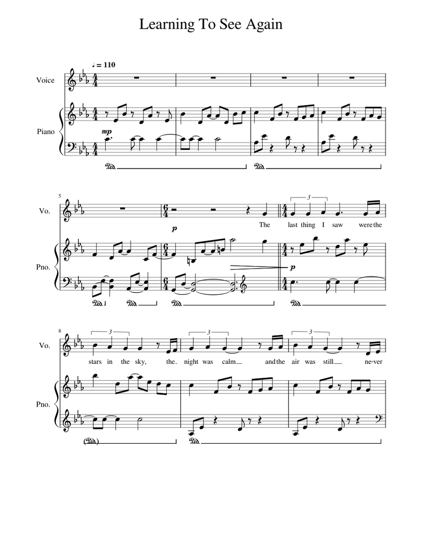Learning To See Again Sheet music for Piano, Vocals (Piano-Voice ...