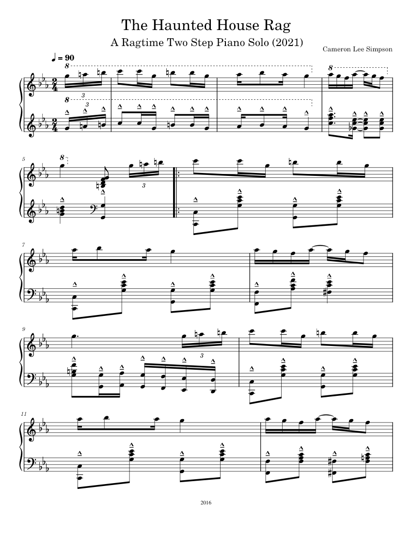 👻The Haunted House Rag👻 by Cameron Lee Simpson (2016) Sheet music for ...