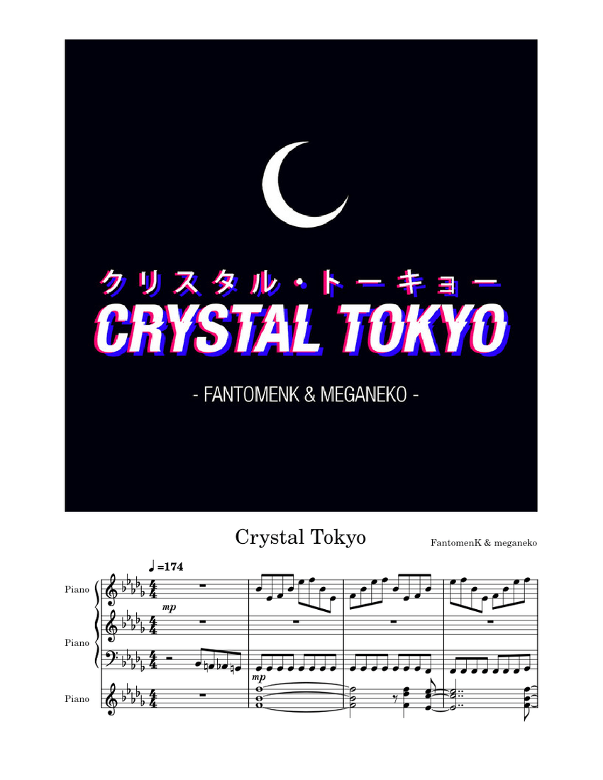 Crystal Tokyo – FantomenK & meganeko Sheet music for Piano (Piano Duo ...