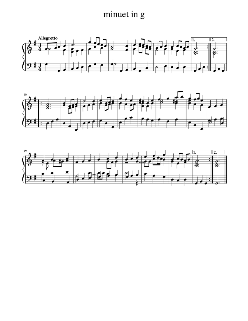 minuet in g Sheet music for Piano (Solo) | Musescore.com