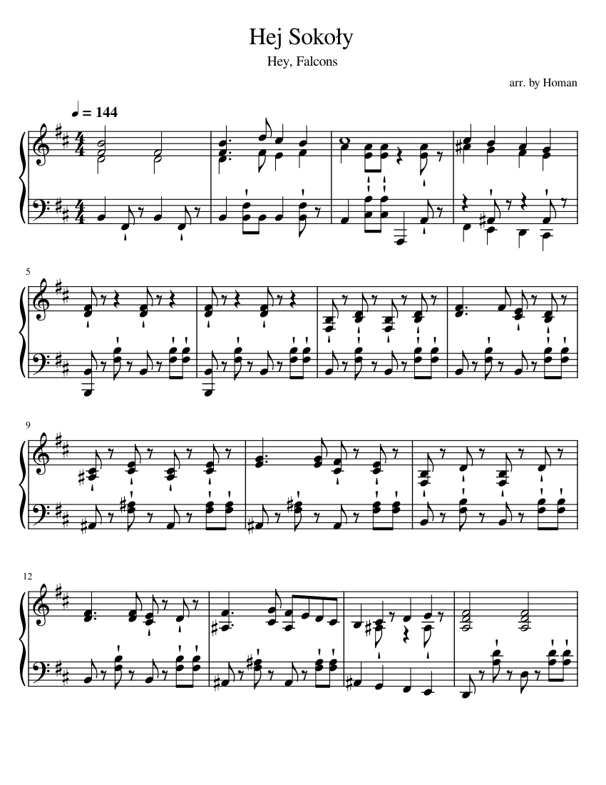 Hey sokoly – Tomasz Padura Hey sokoly (arr. by Homan) Sheet music for ...