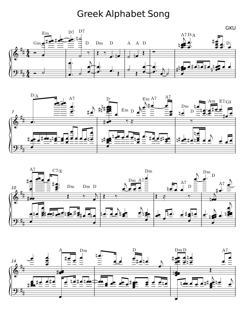 Greek Alphabet Song Sheet music for Piano (Solo) | Musescore.com