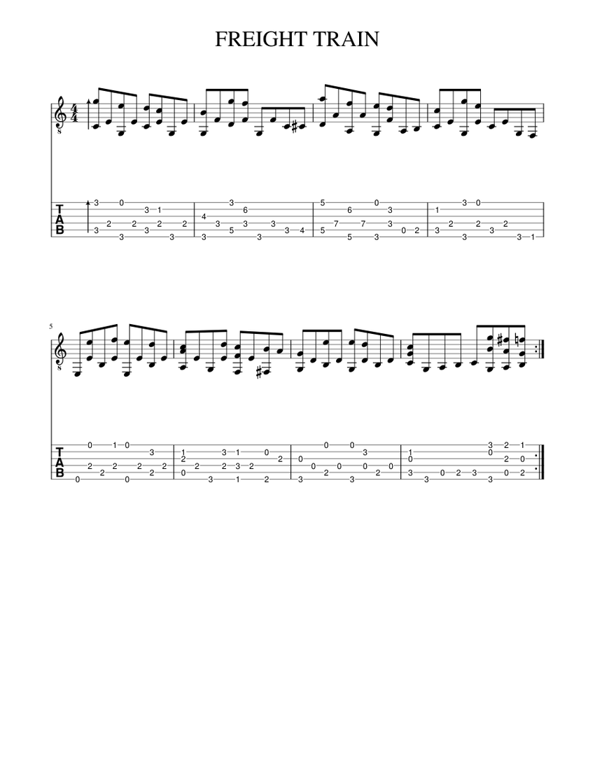 FREIGHT TRAIN Sheet music for Guitar (Solo) | Musescore.com