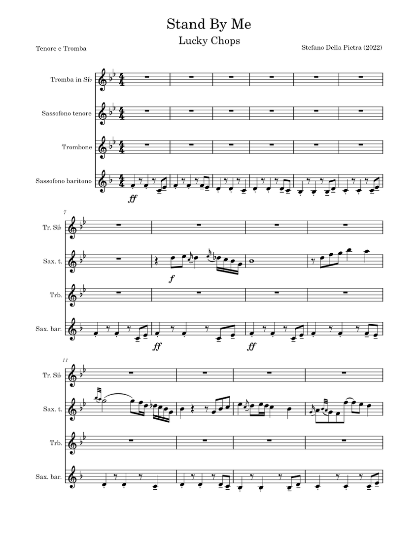 Stand By Me prova baritono Sheet music for Trombone, Saxophone tenor, Saxophone baritone ...