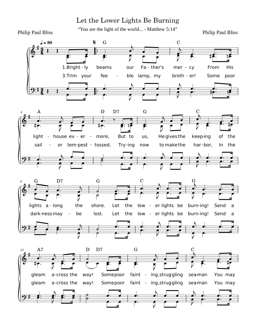 Let The Lower Lights Be Burning Sheet music for Piano (Piano Quartet ...