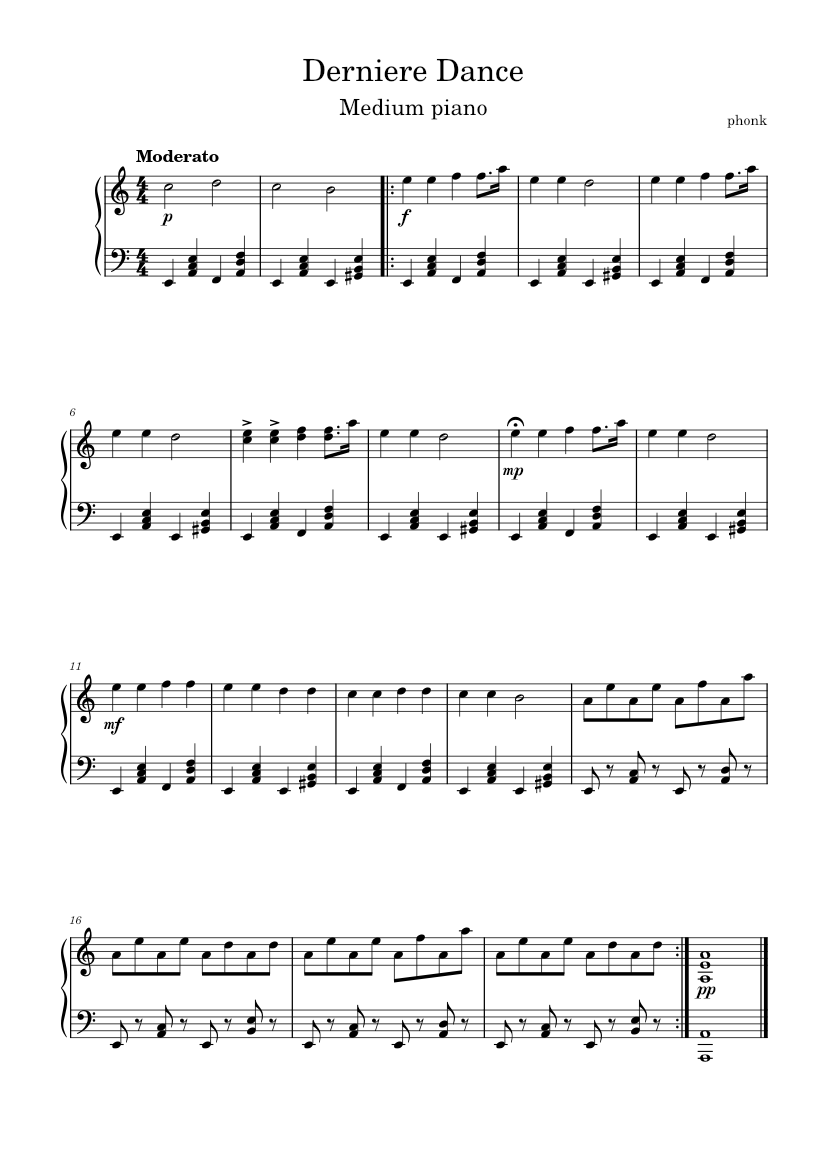 Deniere Dance – Indian Phonk Sheet Music for Piano (Solo) Easy ...