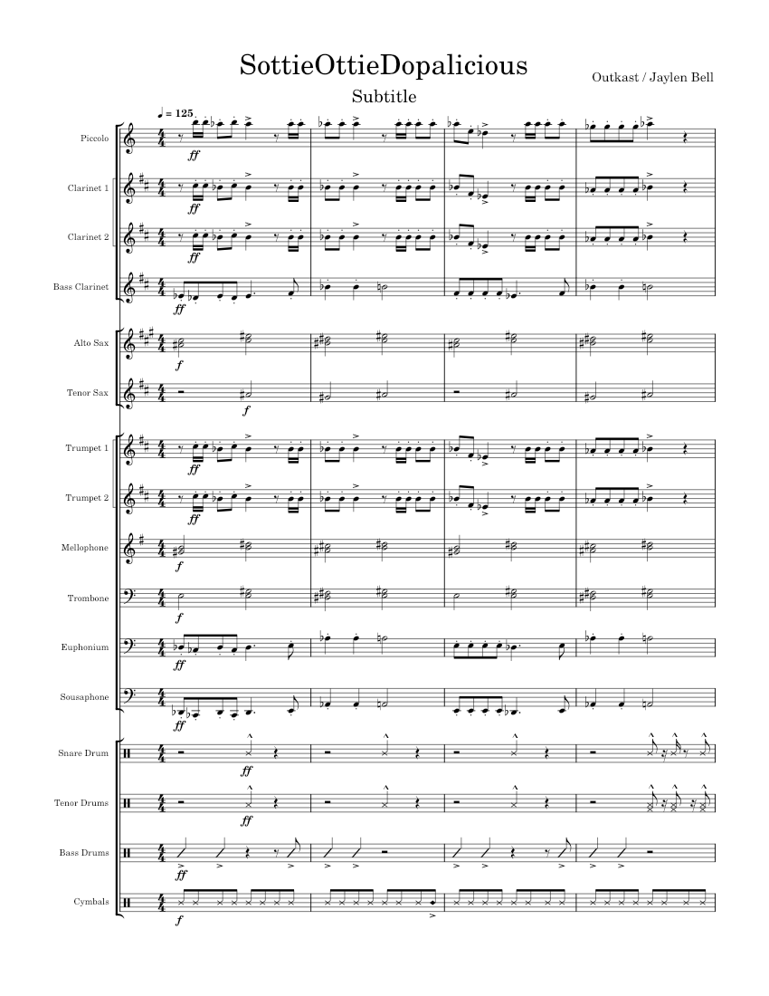 Spottieottiedopaliscious – OutKast SpottieOttieDopalicious Sheet music for Trombone, Tuba, Oboe ...