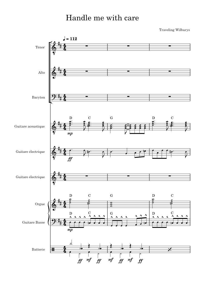 Handle me with care Sheet Music for Alto, Tenor, Organ, Baritone & more ...