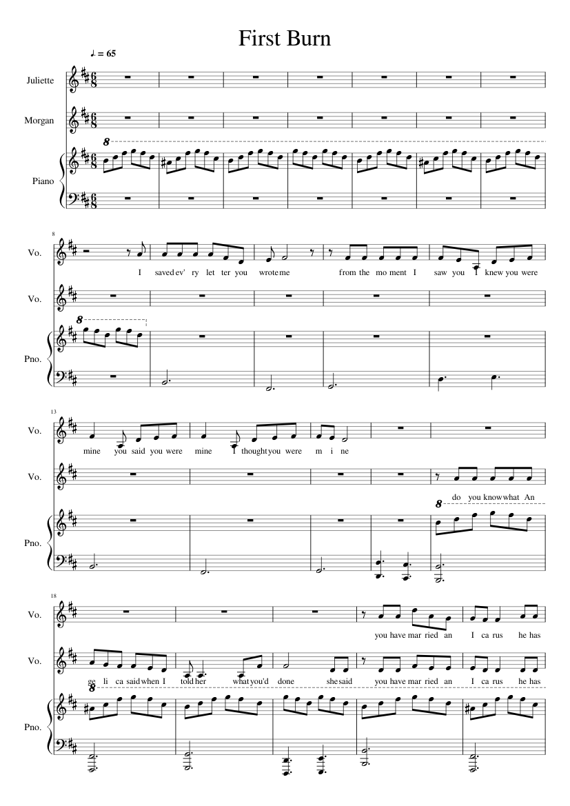 First Burn Sheet music for Piano, Vocals (Mixed Trio) | Musescore.com