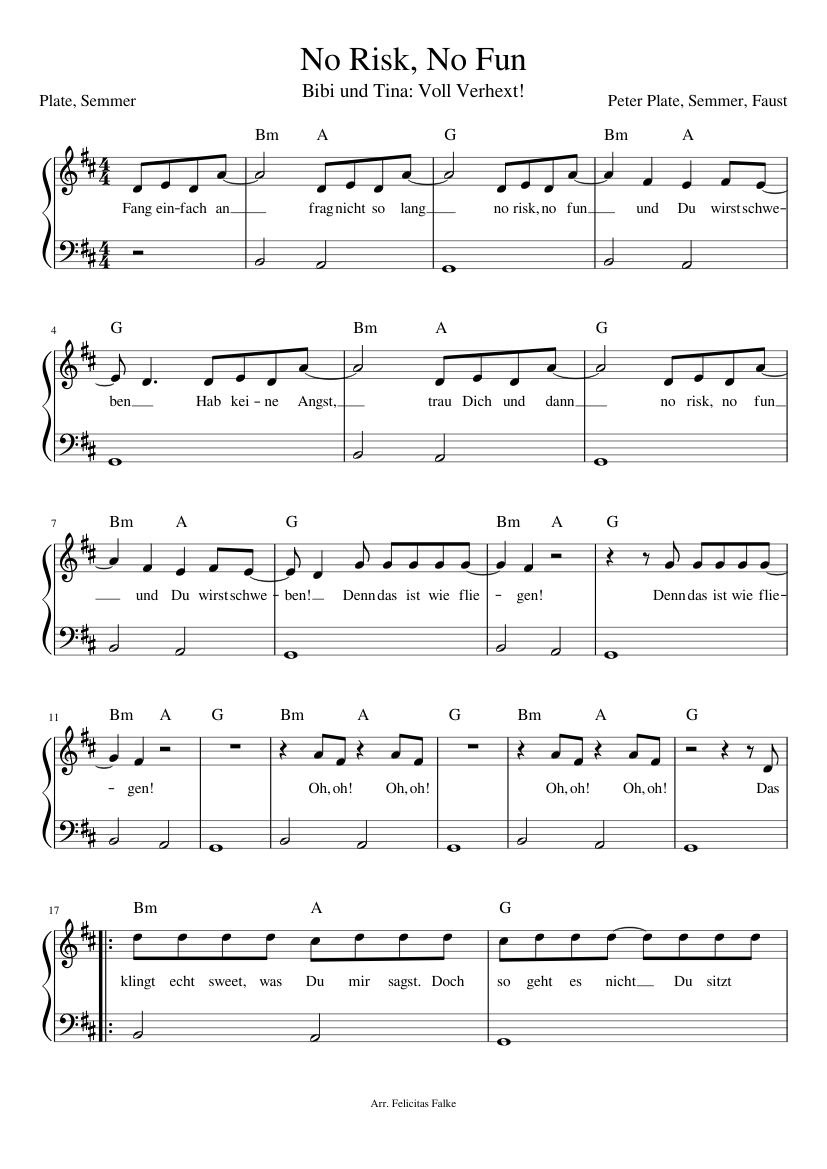 Bibi and tina voll verhext - no risk no fun – Misc Soundtrack Sheet ...