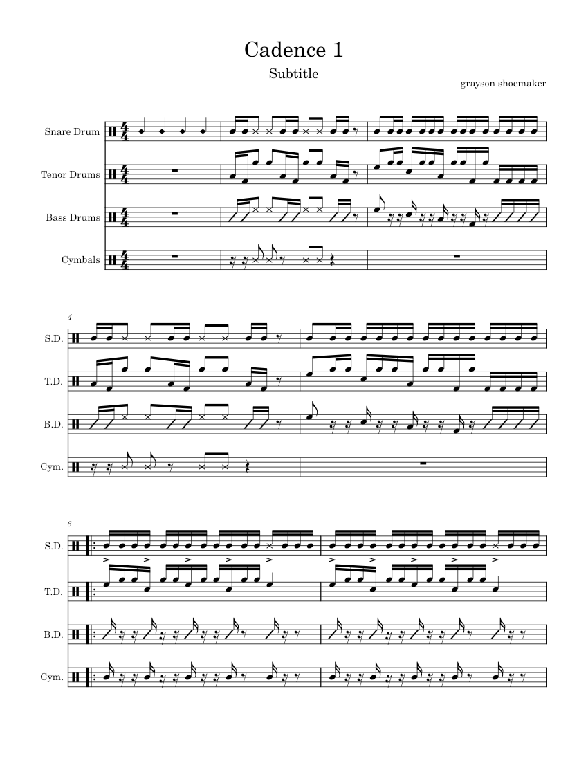 Drumline Cadence Sheet music for Tuba, Synthesizer, Trumpet other ...