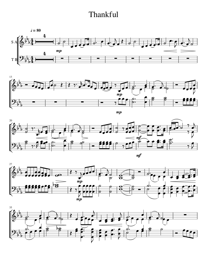 Thankful Sheet music for Vocals (Choral) | Musescore.com
