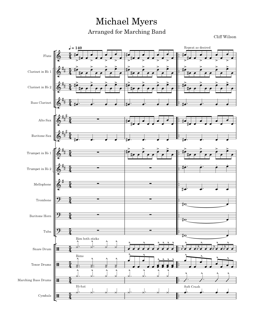Michael Myers Theme (Halloween Theme) – Stand Tune for Marching Band ...