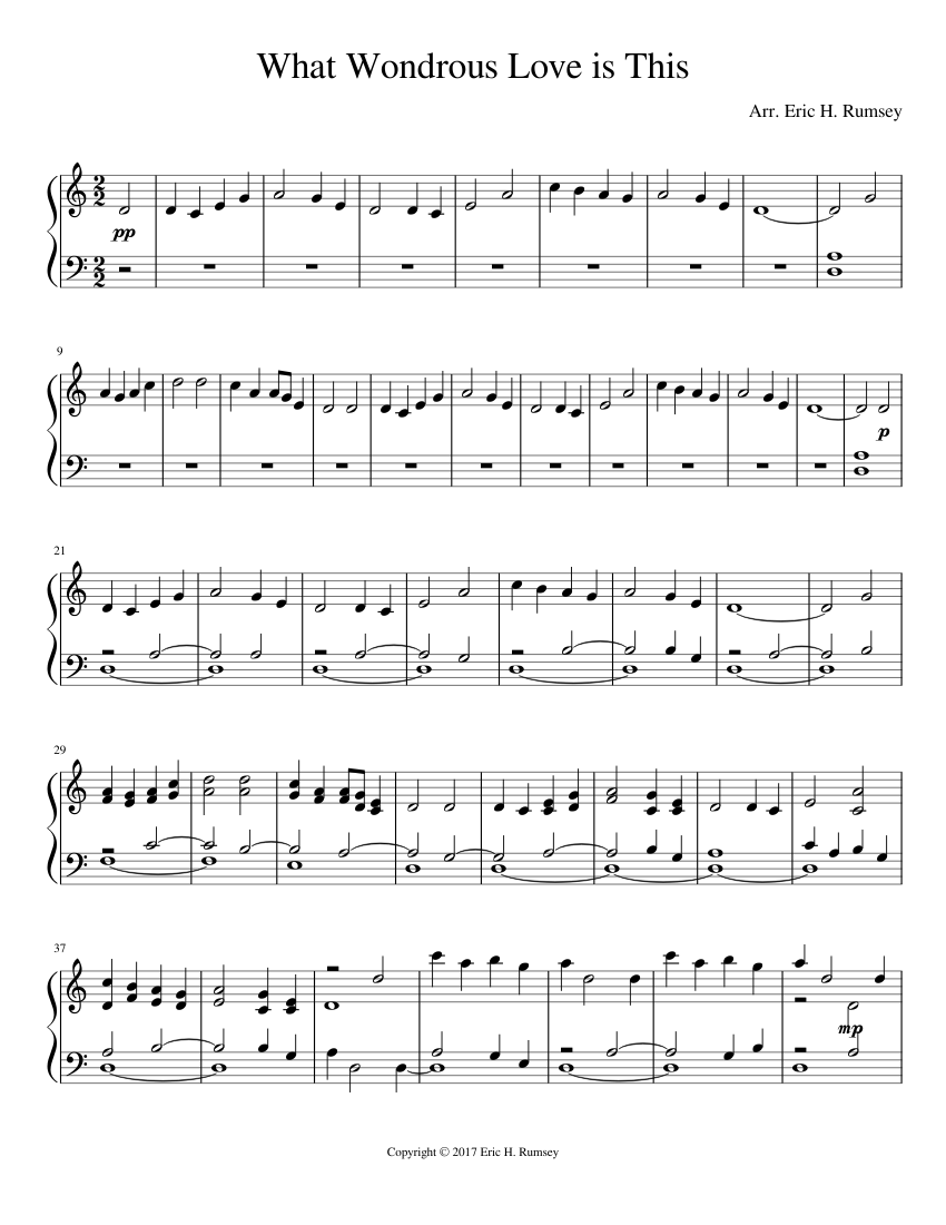 What Wondrous Love is This — Chimes or Handbells, Three Octaves Sheet ...