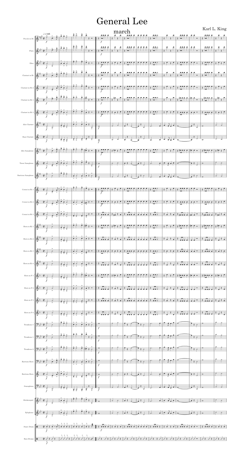 General Lee – Karl L. King Sheet Music for Trombone, Tuba, Flute ...