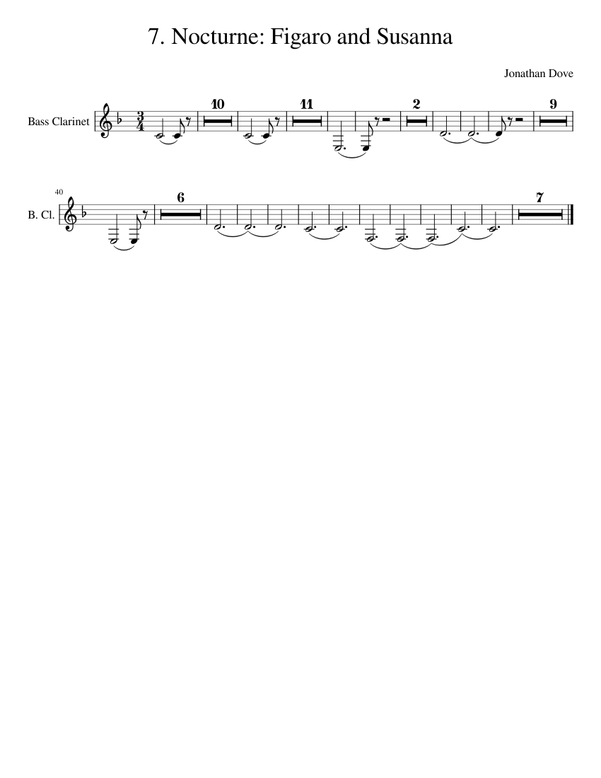 7._Nocturne__Figaro_and_Susanna Sheet music for Clarinet (Bass) (Solo ...