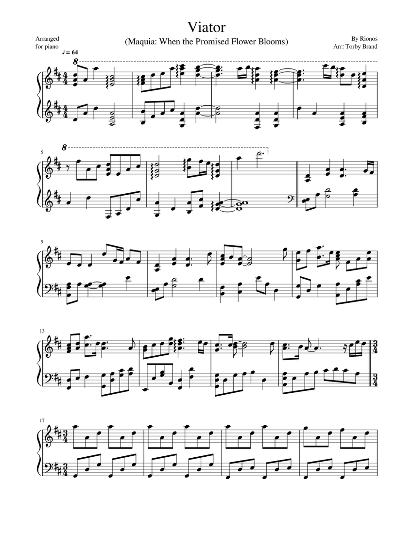 Viator (Maquia: When the Promised Flower Blooms ED) Sheet music for ...