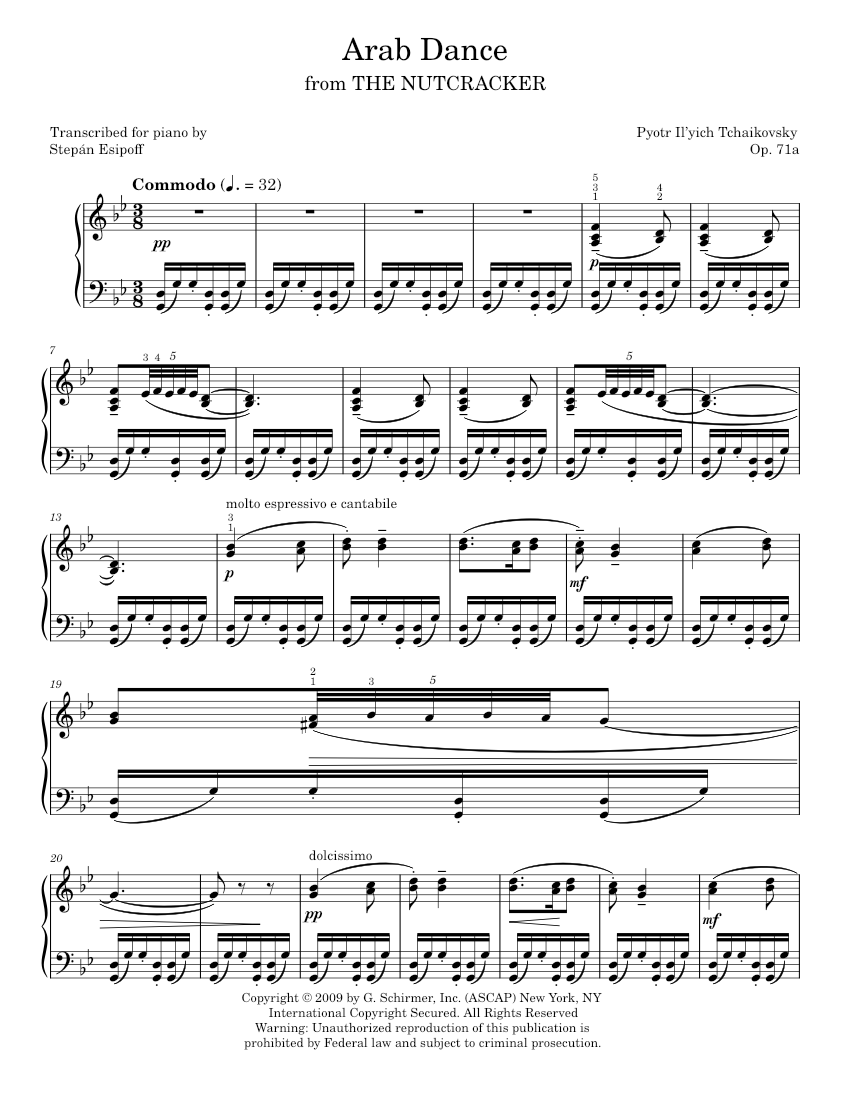 Play Official version of Arabian Dance sheet music by Pyotr Ilyich ...