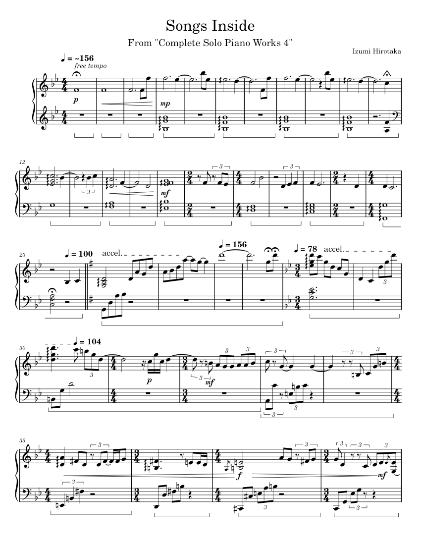 Songs Inside – Izumi Hirotaka Sheet music for Piano (Solo) | Musescore.com