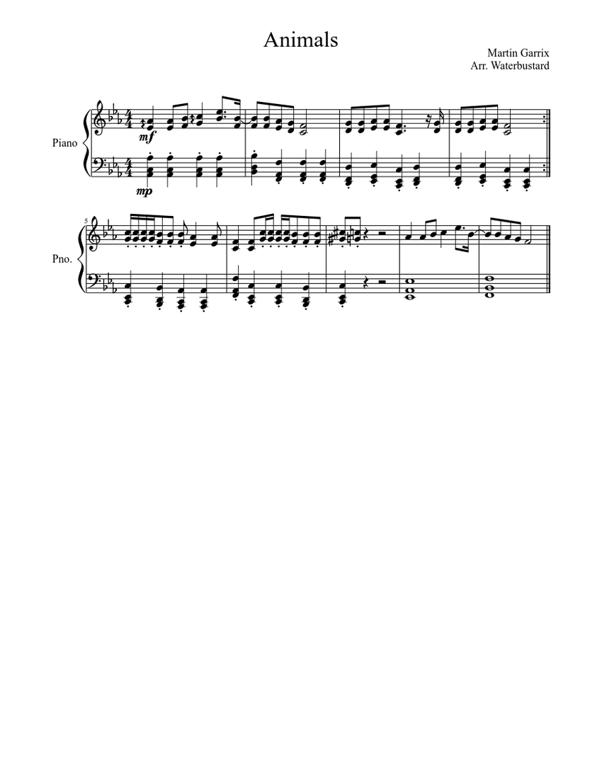 Animals Sheet music for Piano (Solo) | Musescore.com