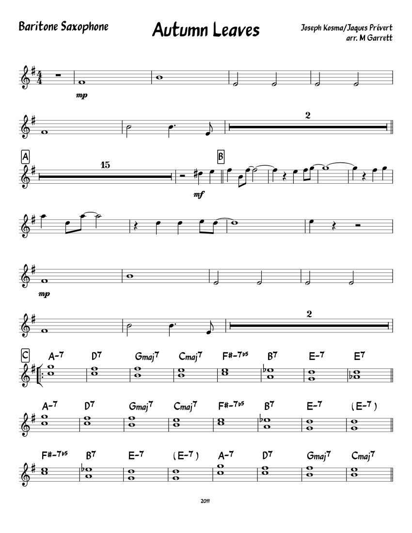 OTMA Autumn Leaves Baritone Saxophone Sheet music for Saxophone ...