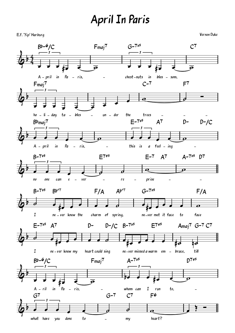 April In Paris – Duke Vernon Sheet music for Piano (Solo) Easy ...