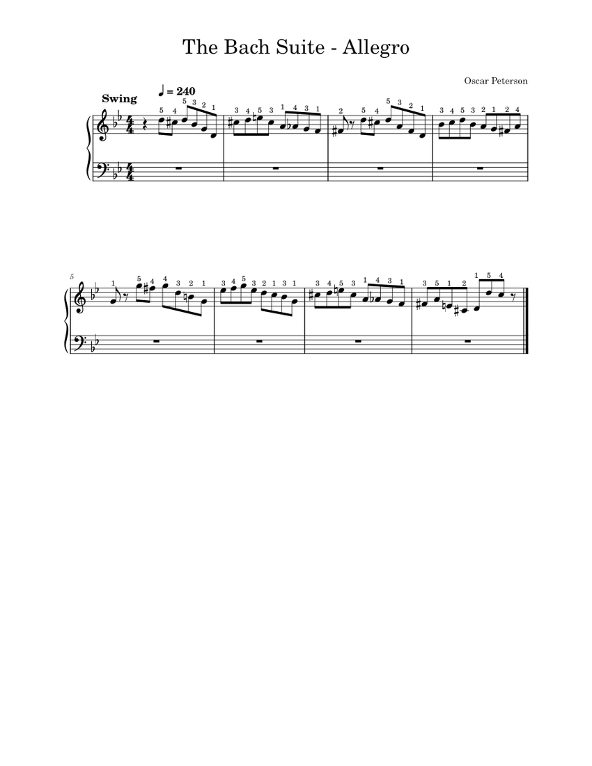 The Bach Suite Allegro – Oscar Peterson Sheet music for Piano (Solo ...
