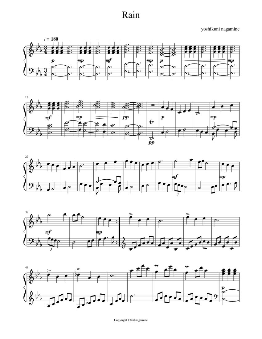 Rain Sheet music for Piano (Solo) | Musescore.com