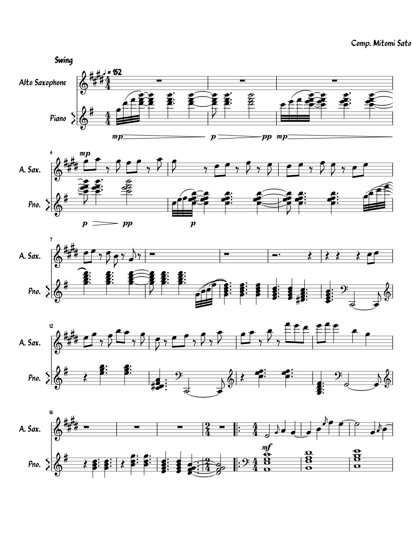 Eterna Forest Sheet music for Piano, Saxophone alto (Solo) | Musescore.com