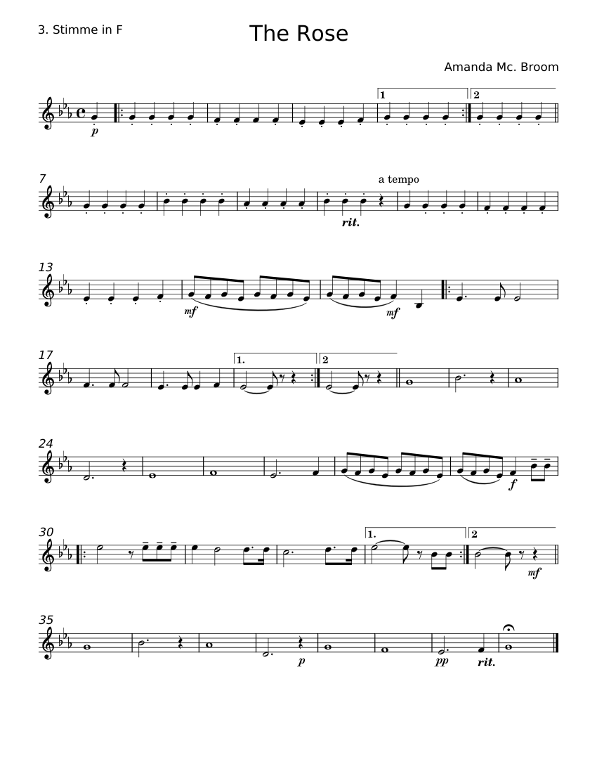 The rose - Amanda McBroom Sheet music for Trumpet other (Solo ...