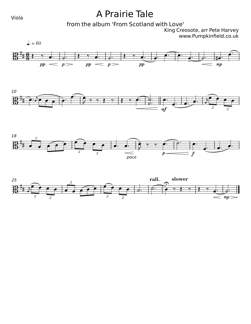 A Prairie Tale - King Creosote Sheet music for Viola (Solo) | Musescore.com