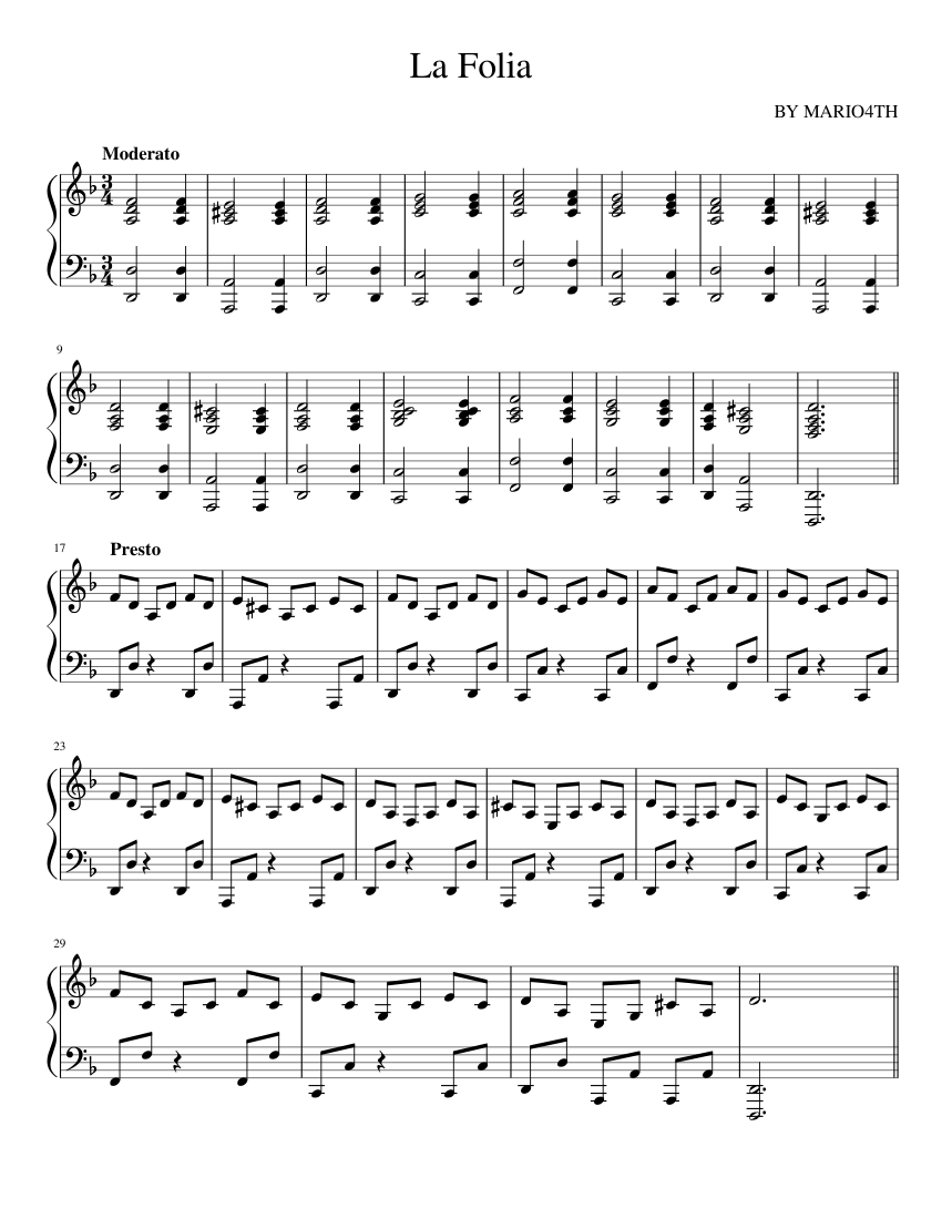 La Folia Sheet music for Piano (Solo) | Musescore.com