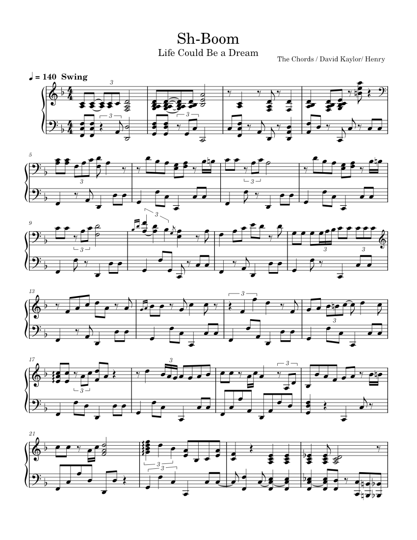 Sh-Boom (Life Could Be a Dream) Sheet Music for Piano (Solo) | MuseScore.com